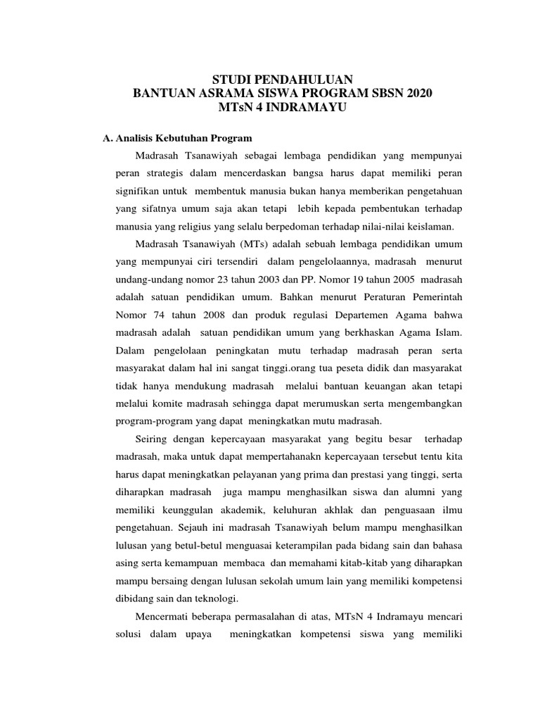 STUDI PENDAHULUAN Proyek Proposal SBSN | PDF | Bisnis | Seni