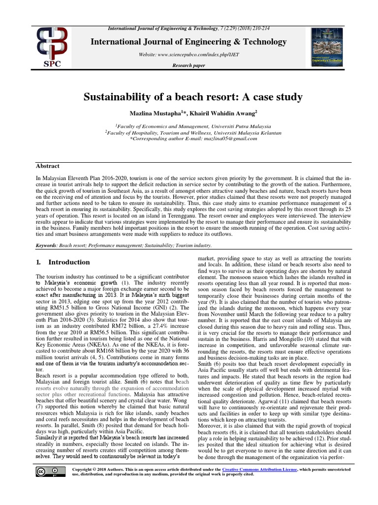 Sustainability of A Beach Resort A Case Study-1 | PDF | Malaysia | Tourism