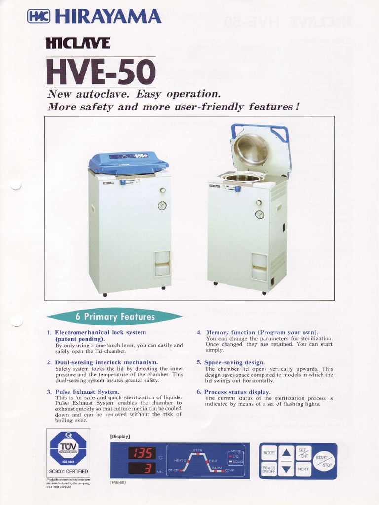 HIRAYAMA, HIRAYAMA AUTOCLAVE HVE-50, 50L HICLAVE WITH 3PCS SS WIRE ...