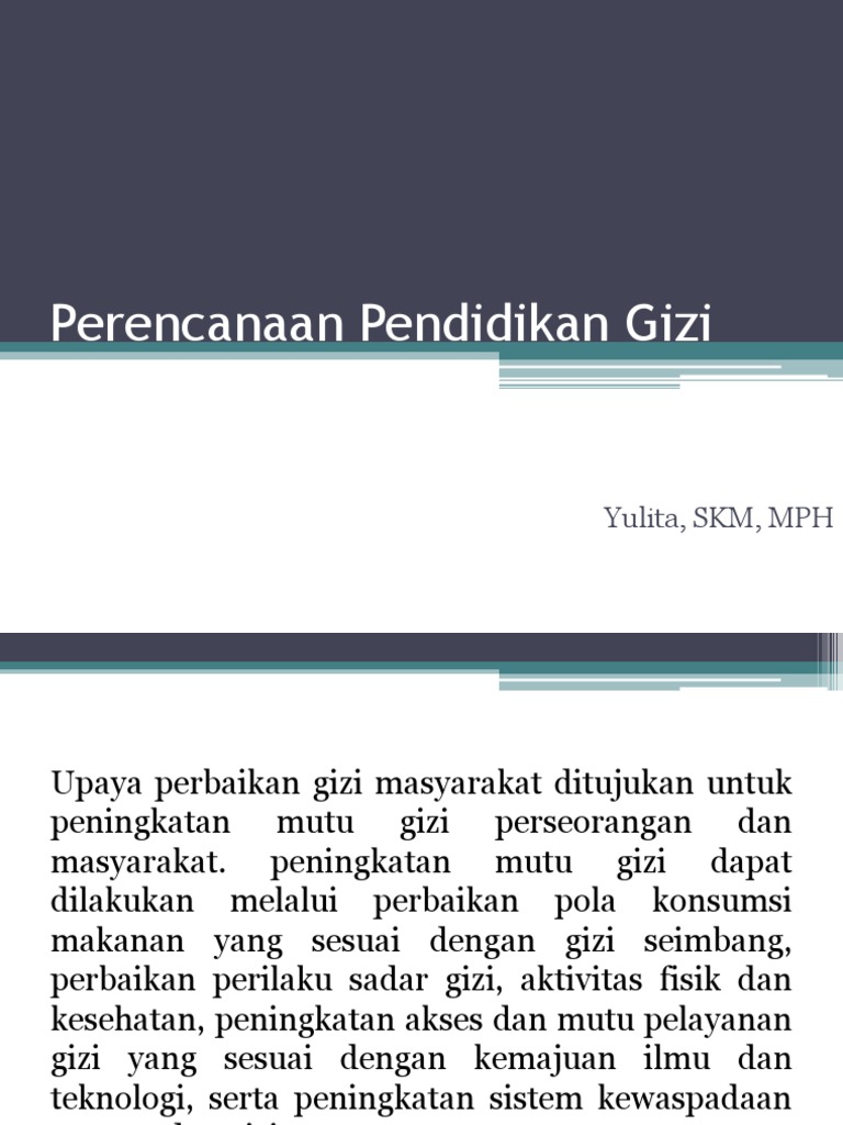 11 Perencanaan Pendidikan Gizi | PDF