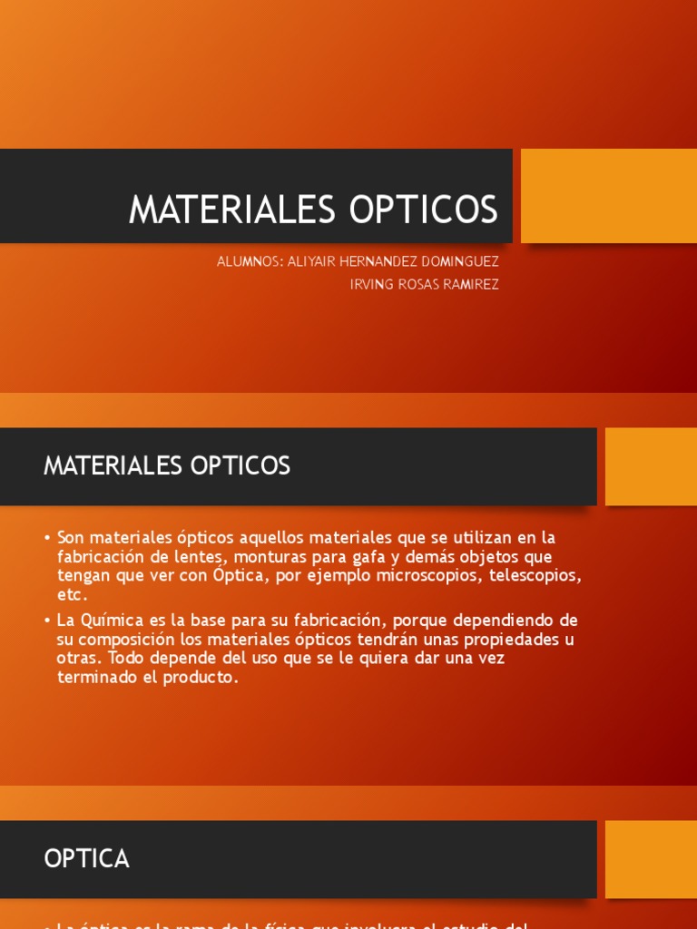 Materiales Opticos | PDF | Óptica | Ligero