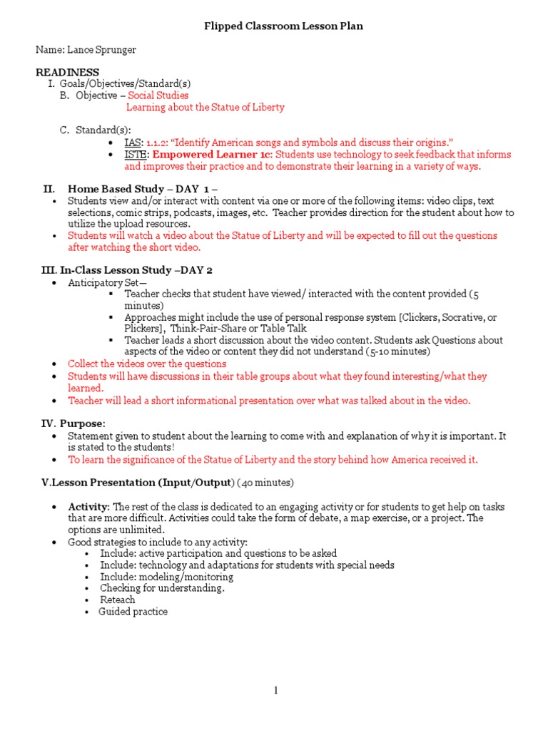 Edu 200 Flipped Classroom Lesson Plan | PDF | Lesson Plan | Teaching