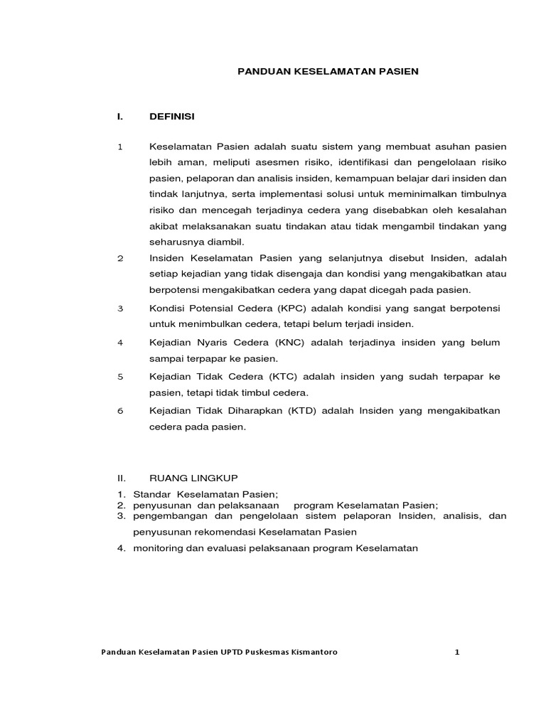 Panduan Keselamatan Pasien Puskesmas | PDF