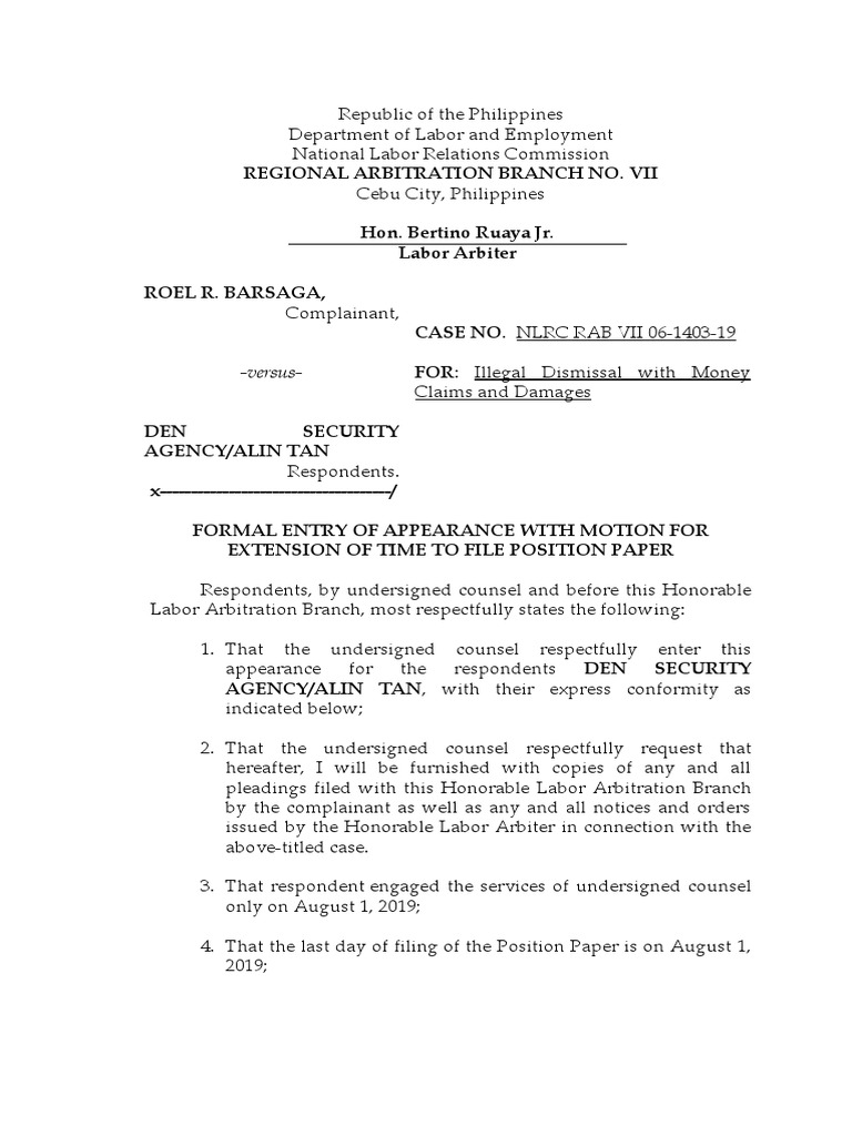 Motion For Extension (DEN Security Agency) | PDF | Social Institutions ...