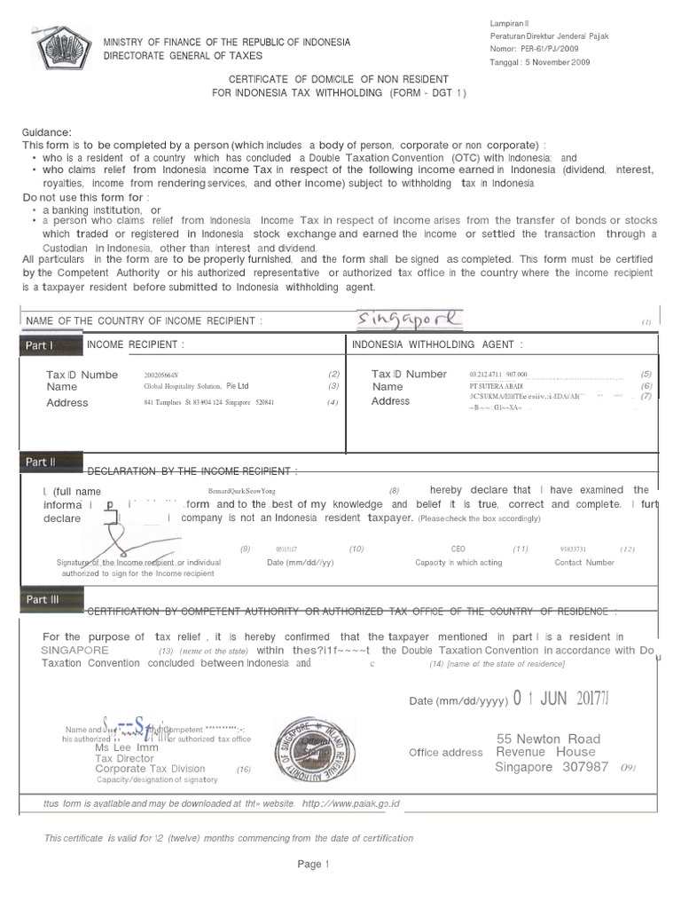 Form DGT1-GHS | PDF | Withholding Tax | Double Taxation
