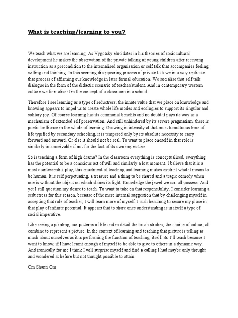 For Me Learning Is A Process | PDF | Learning | Self