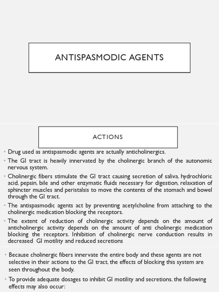 (Pharmacology) Antispasmodic Drugs | PDF | Acetylcholine ...