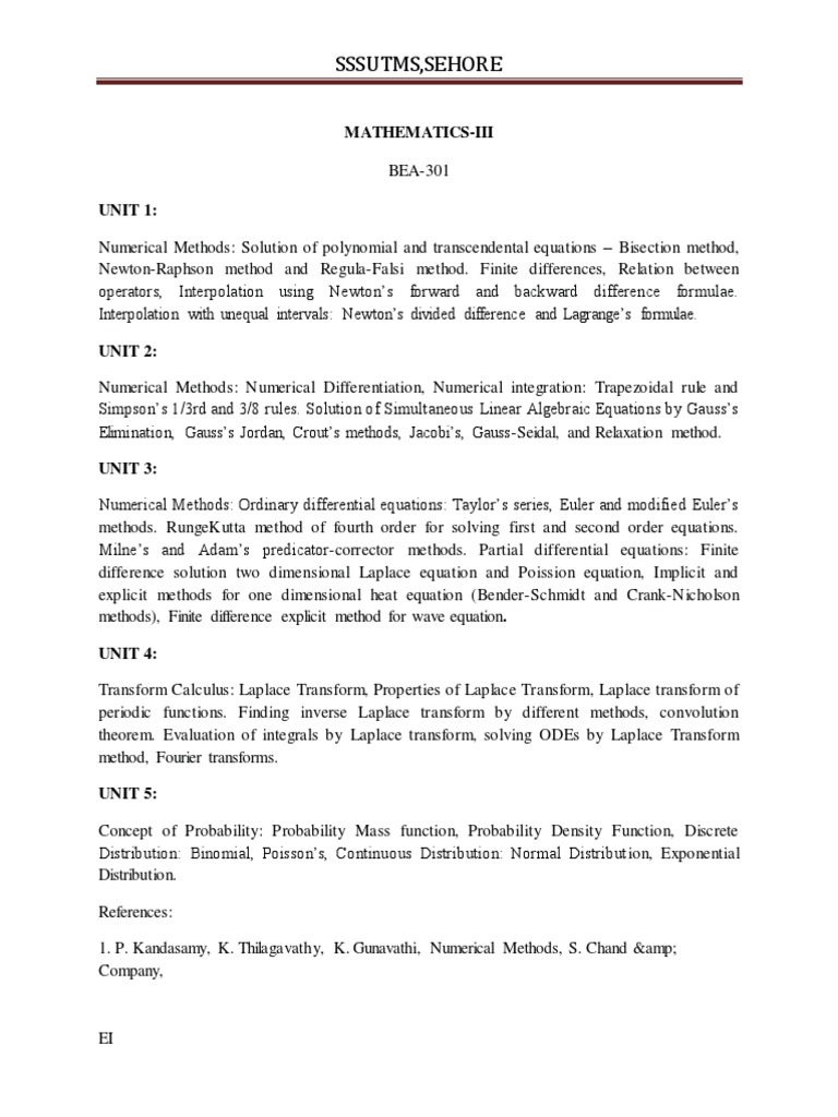 SYBEEI CBCS3thSEM. | PDF | Finite Difference | Numerical Analysis