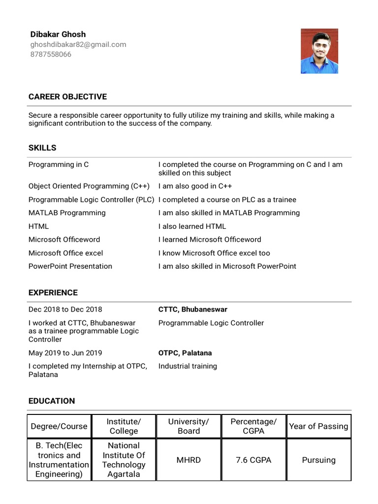 DIBAKAR GHOSH - Resume - Format1 | PDF