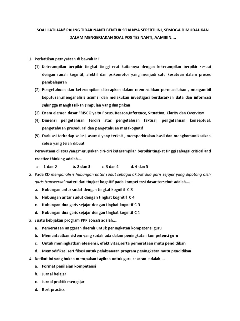 Soal Post Test PKP | PDF
