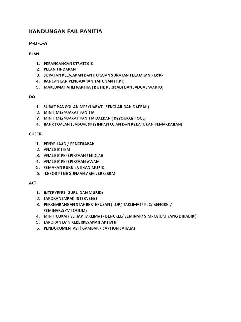 Kandungan Fail Panitia | PDF