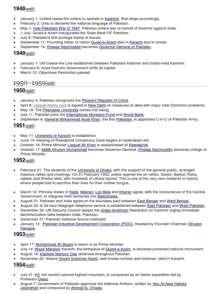 Chronological Order Pakistan History | PDF | Pervez Musharraf ...