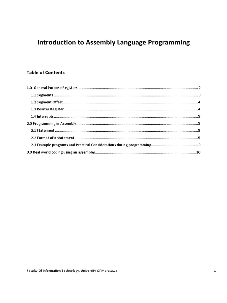 Introduction To Assembler PDF | PDF | Assembly Language | Pointer (Computer Programming)