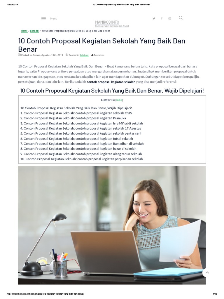 10 Contoh Proposal Kegiatan Sekolah Yang Baik Dan Benar | PDF