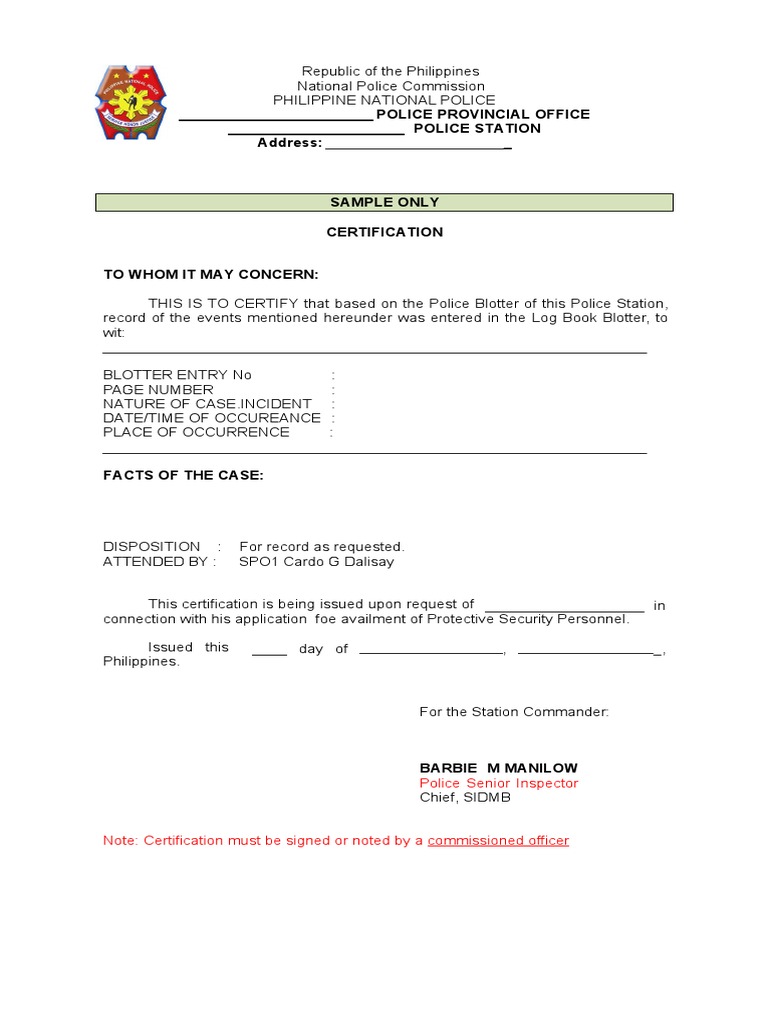 Sample Police Blotter | PDF