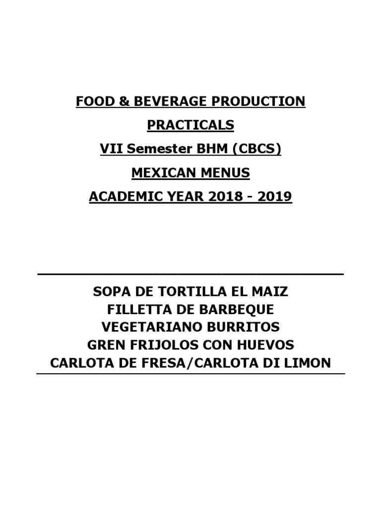 Mexican Menus PDF | PDF | Salsa (Sauce) | Garlic