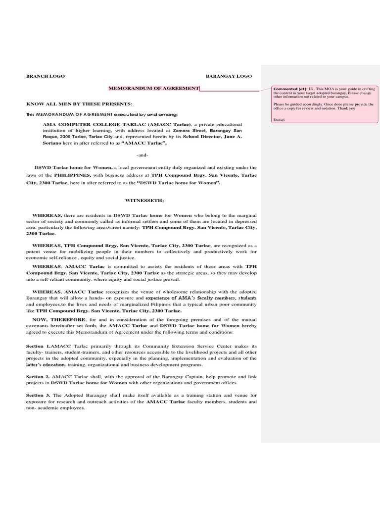 MOA - CESC Template | PDF | Justice | Crime & Violence