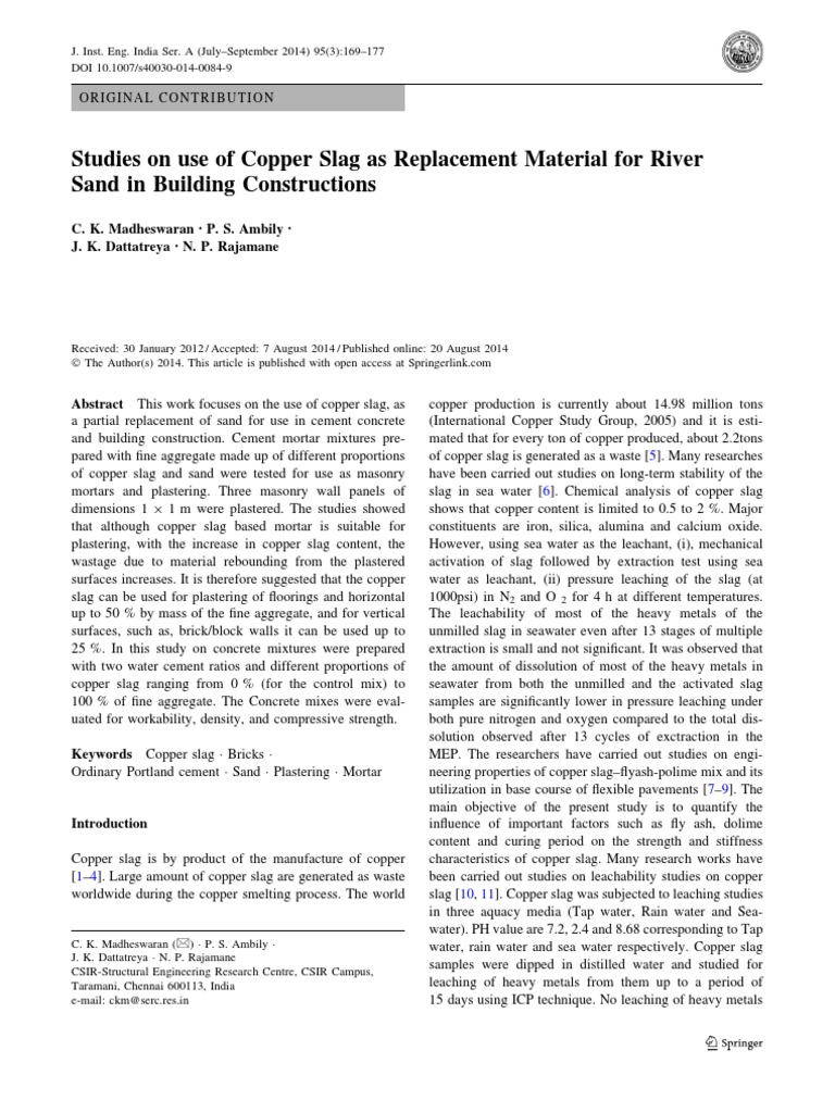 Copper Slag Physical Properties | PDF | Mortar (Masonry) | Concrete
