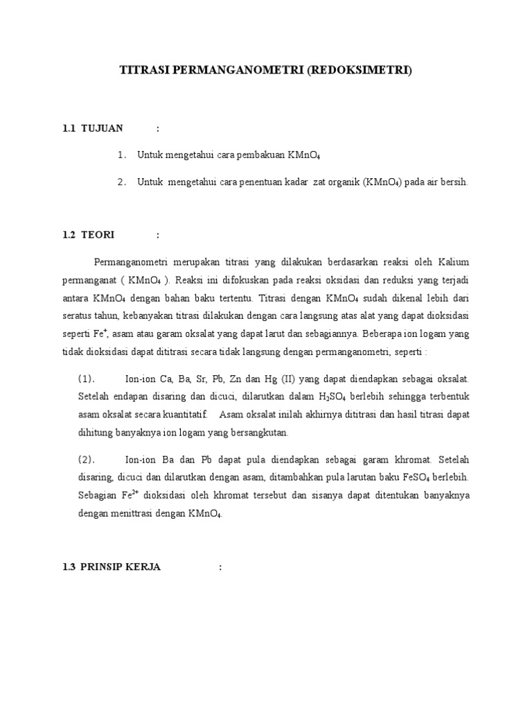 Titrasi Permanganatometri | PDF