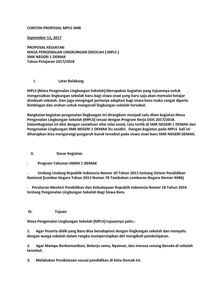 Contoh Proposal MPLS SMK | PDF