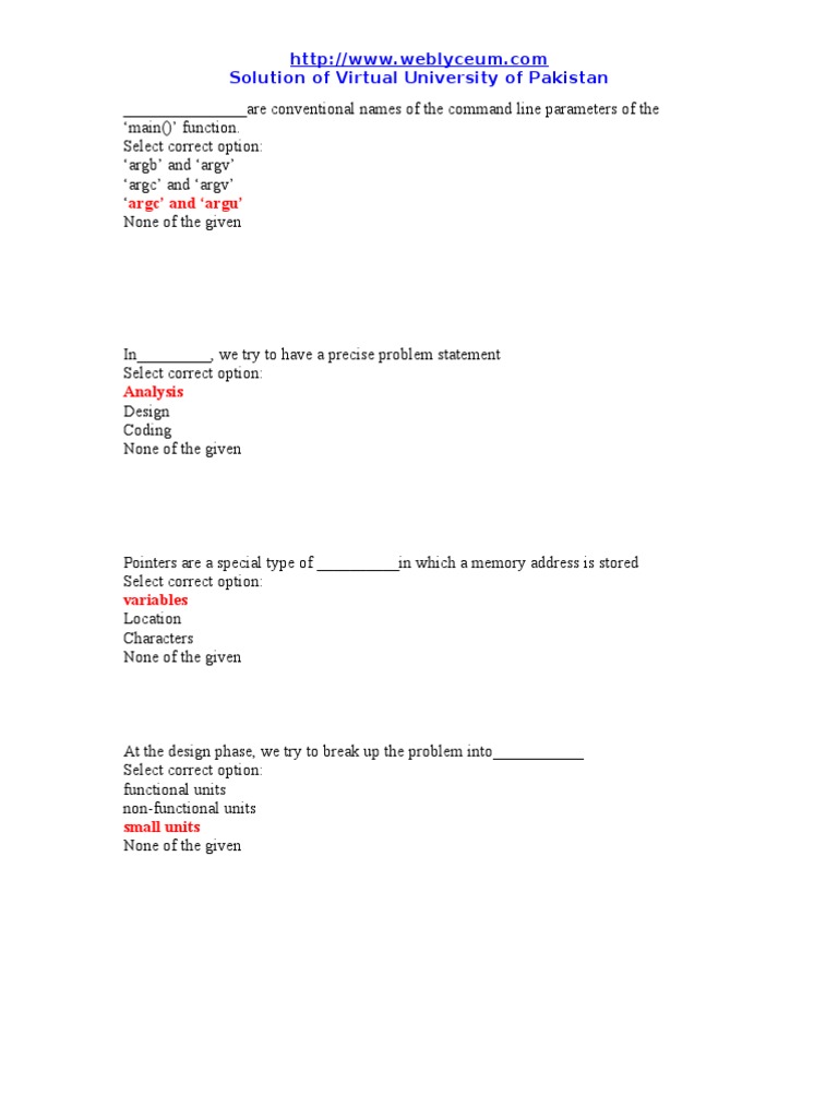 Cs201 Midterm Past Paper 