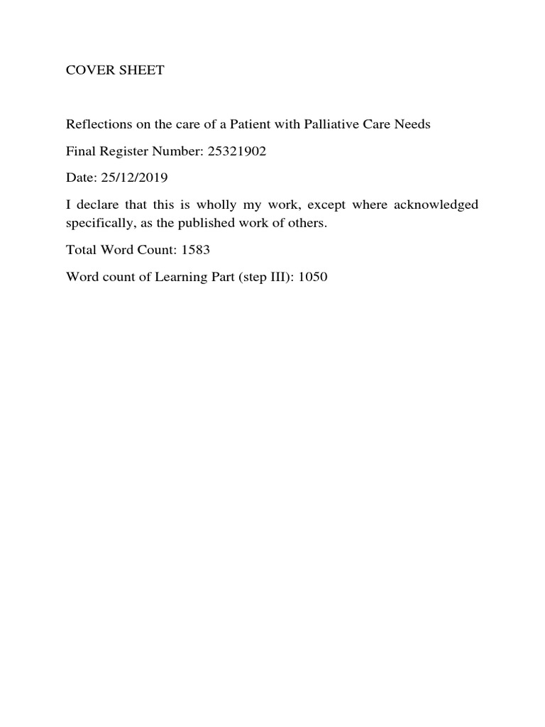 Case Reflection 25321902 | PDF | Palliative Care | Surgery