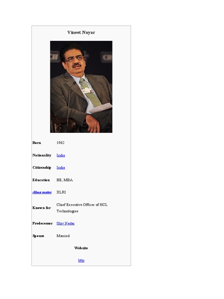 Vineet Nayar: CEO of HCL Technologies | PDF | Business | Economies