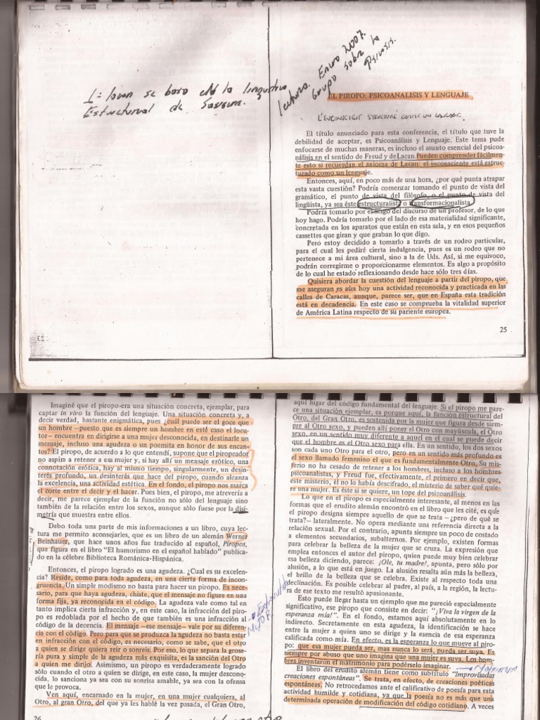 El Piropo en Psicoanalisis | PDF