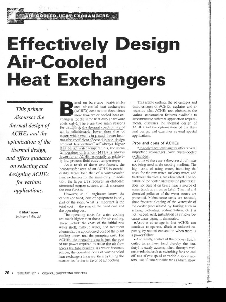 Effectively Design Air-Cooled Heat Exchangers PDF | PDF