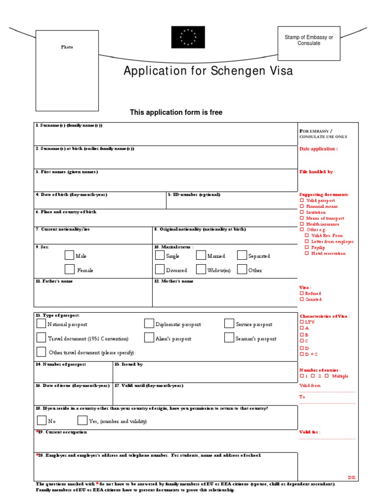 Schengen Visa Print Application Form | PDF | Travel Visa | Passport