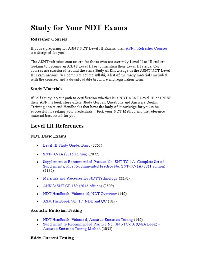 Study For Your NDT Exams | PDF | Nondestructive Testing | Applied And ...