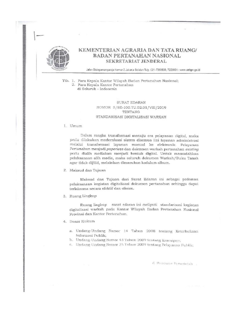 Surat Edaran Digitalisasi Warkah | PDF