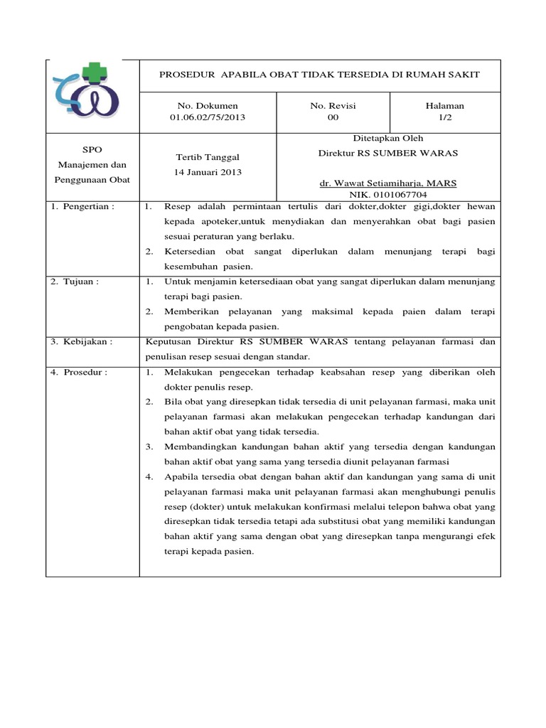 Contoh Spo Mpo Rs Sumber Waras Pdf