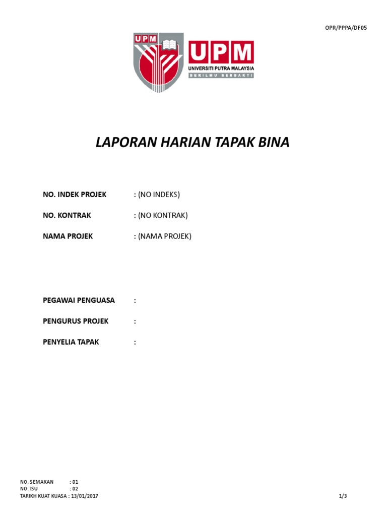 Opr - Pppa.df05 - Format Laporan Harian Tapak Bina | PDF