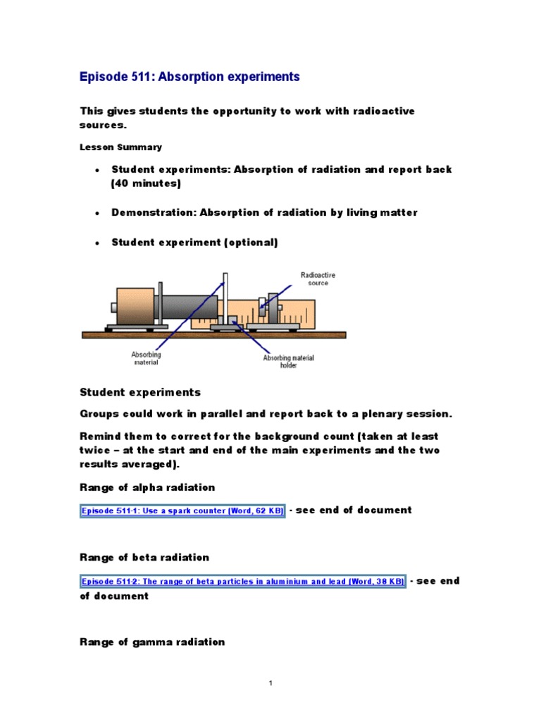 Episode 511 - Absorption Experiments - 0 | PDF | Radioactive Decay | Radiation