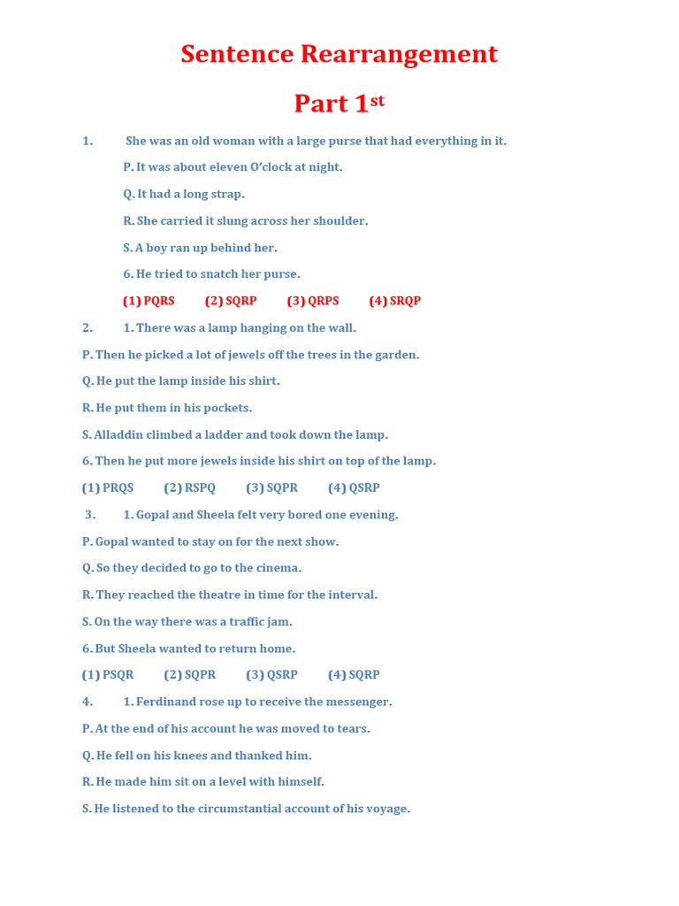 Reorganizing Sentences: Analyzing Structure and Meaning in Rearranged ...