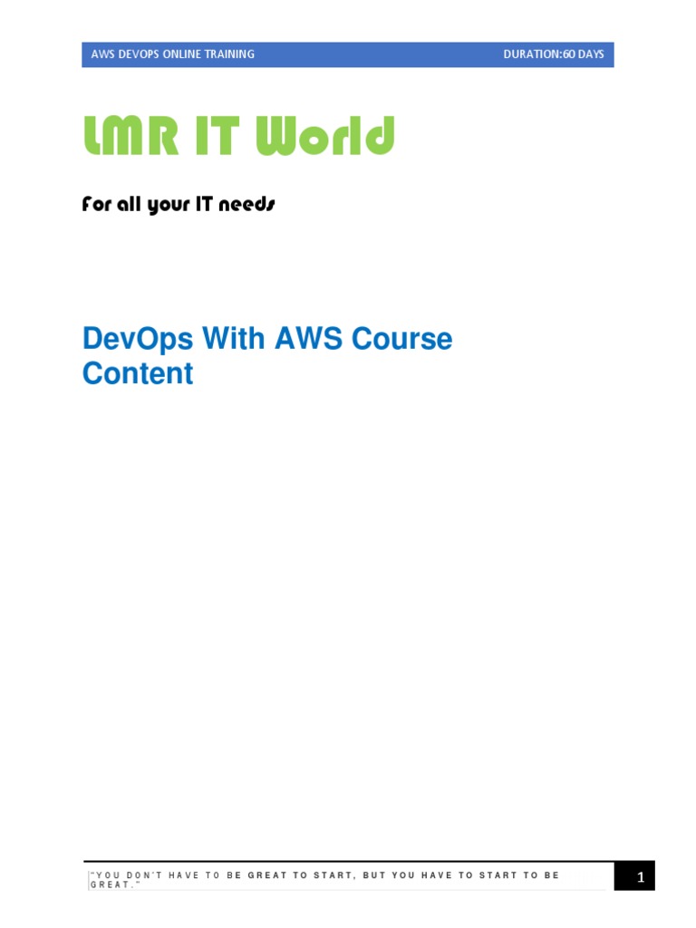 A Comprehensive 60-Day DevOps Training Course Leveraging AWS Cloud Technologies | PDF | Amazon ...