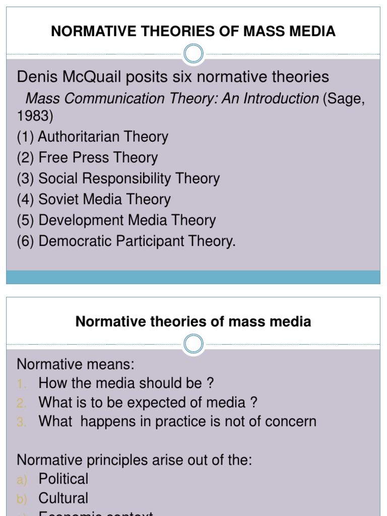 Normative Theories of Mass Media | PDF | Socialism | Normative