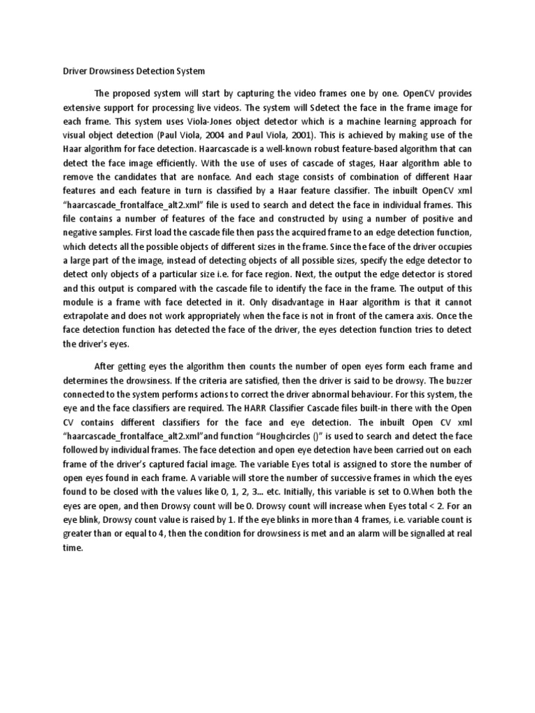 Driver Drowsiness Detection System | PDF | Statistical Classification ...