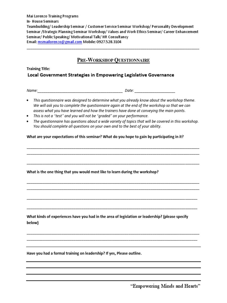 Pre and Post Training Evaluation | PDF | Team Building | Leadership