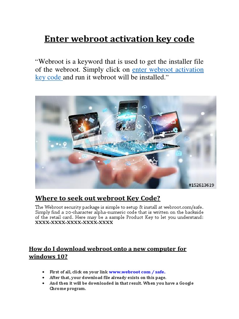 Enter Webroot Activation Key Code PDF | PDF | World Wide Web | Internet ...