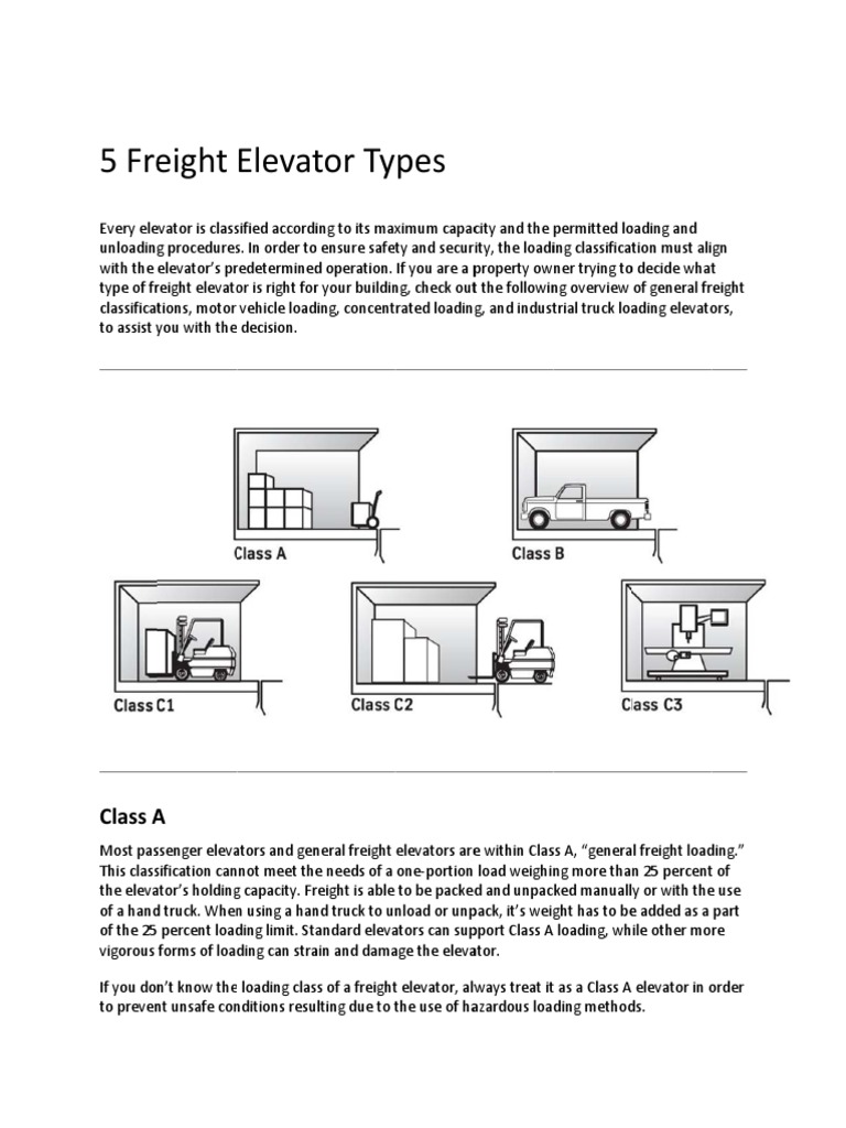 5 Freight Elevator Types | PDF | Elevator | Truck