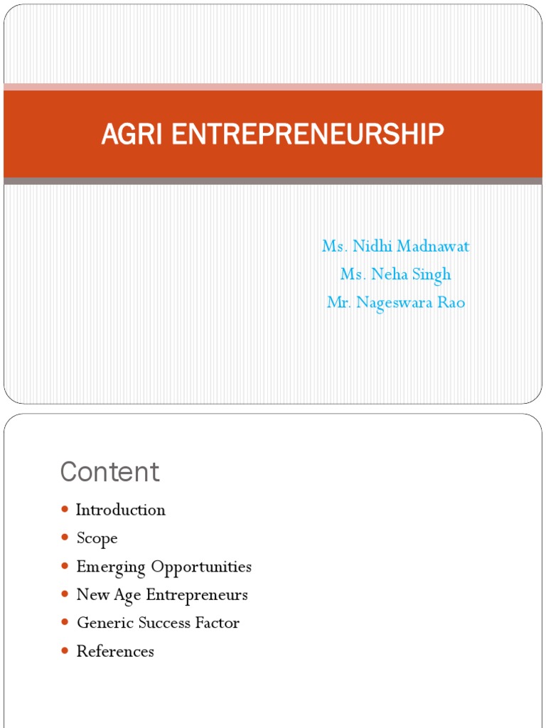 Agri Entrepreneurship | PDF | Entrepreneurship | Agriculture