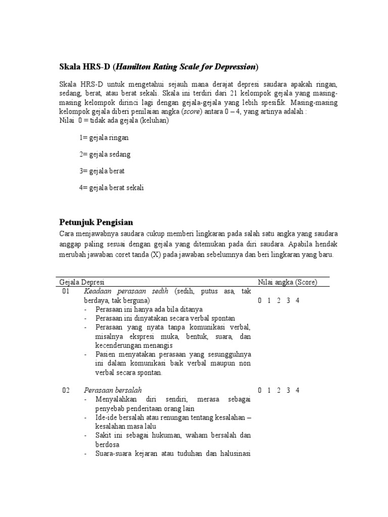 Skala HARS Dan HRSD | PDF