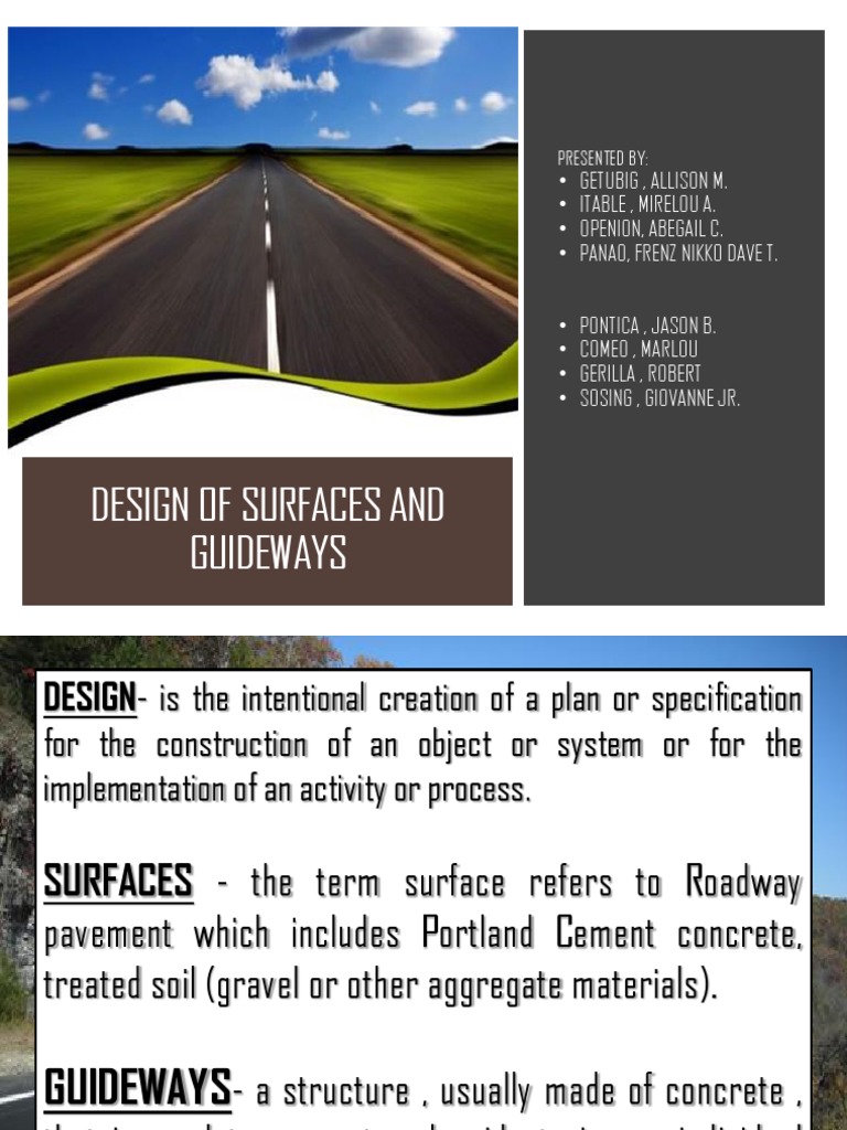 Design of Surfaces and Guideways | PDF | Road Surface | Concrete