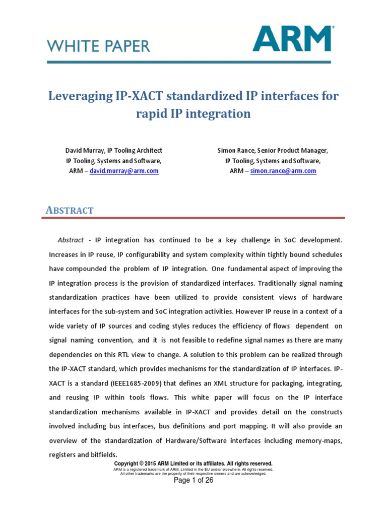 IP-XACT Standardized IP Interfaces For Rapid IP Integration | PDF ...
