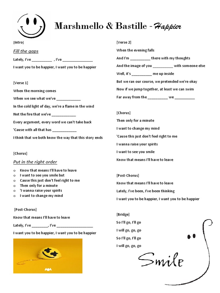 Marshmello Bastille Happier Activities With Music Songs Nursery Rhymes ...