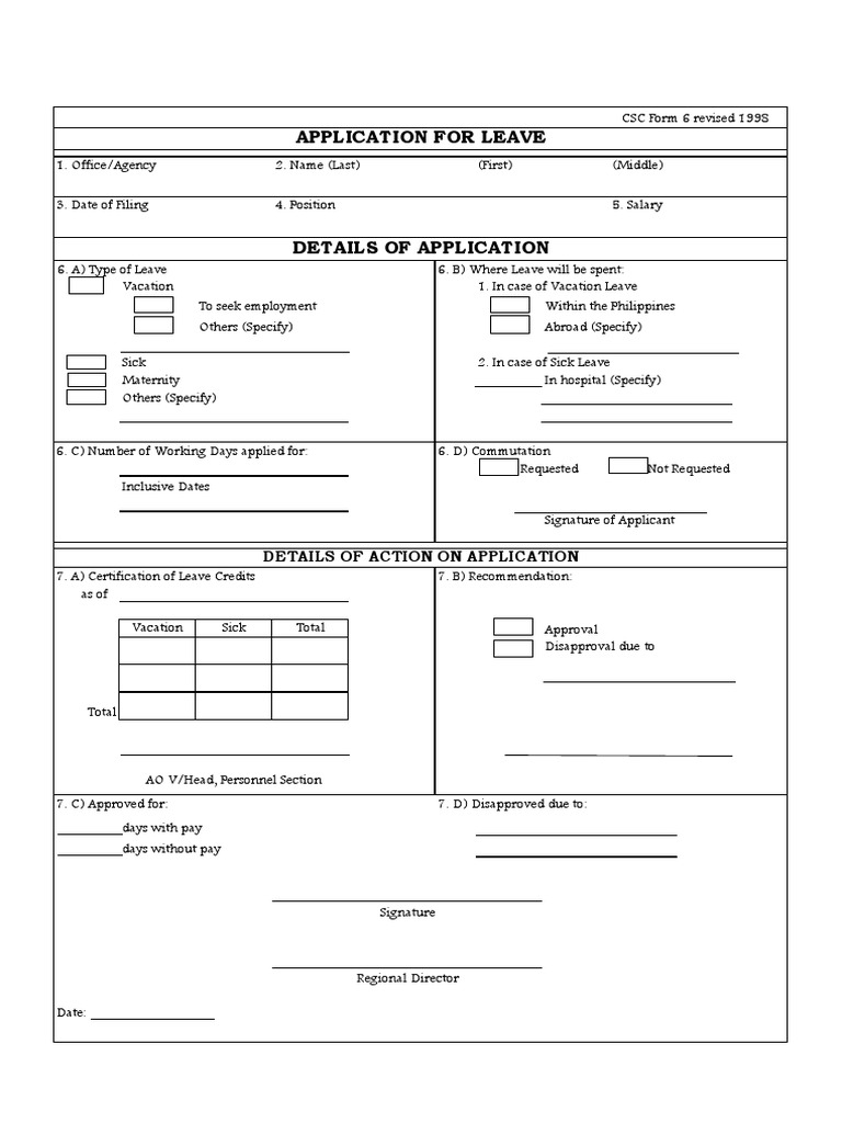 CSC Form 6 - Leave Form | PDF