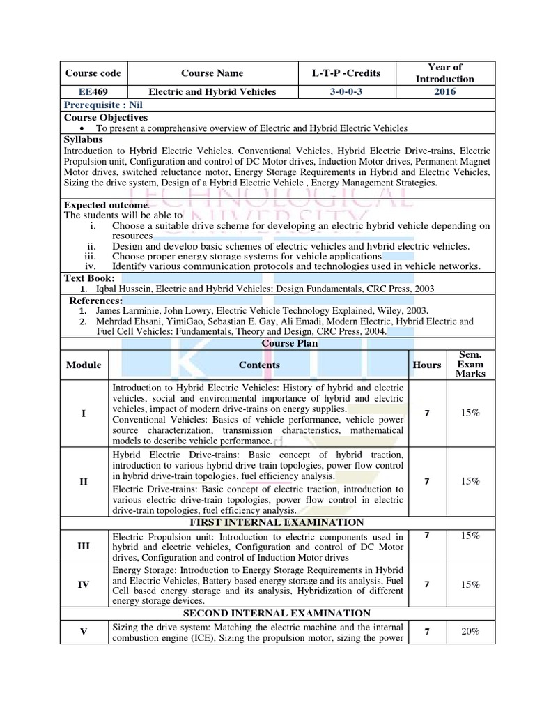 Electric & Hybrid Vehicles Course | PDF | Hybrid Vehicle | Electric Vehicle