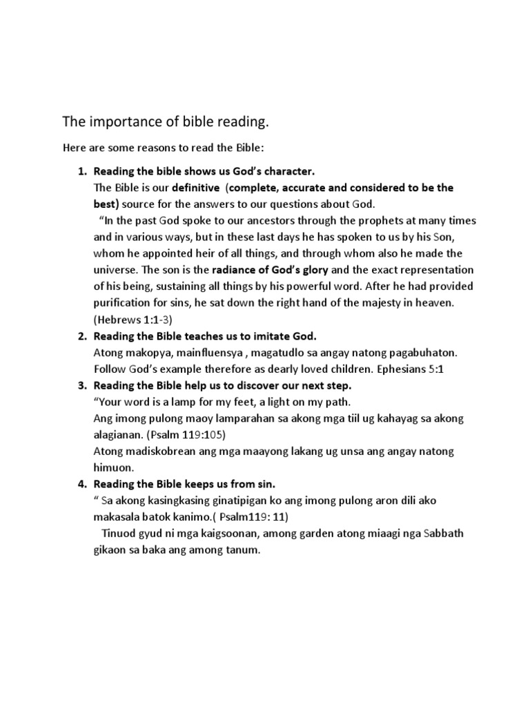 The Importance of Bible Reading | PDF | God | Bible